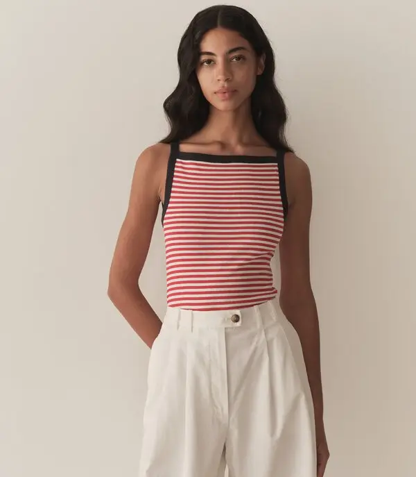HMD Andrea Nantucket Stripe Tank - Rouge Nantucket Stripe