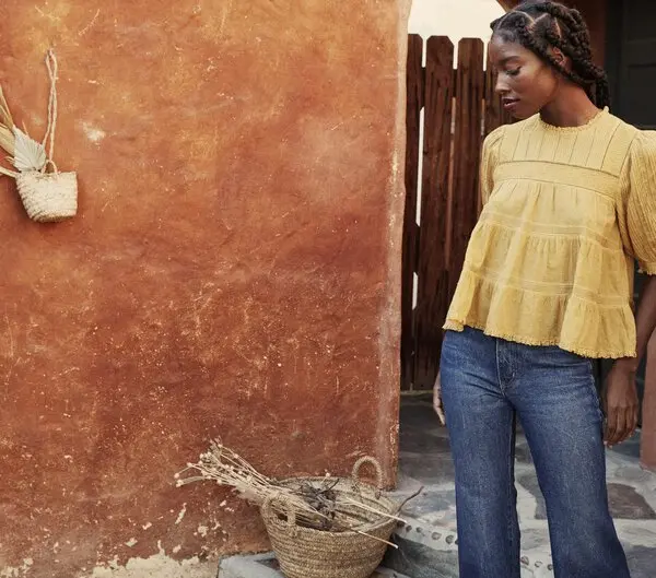 HMD Embroidered Pintucked Top