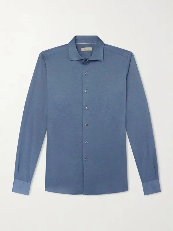 Canali Cotton And Lyocell-blend Shirt - Blue