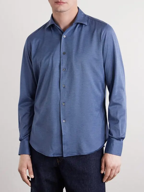 Canali Cotton And Lyocell-blend Shirt - Blue