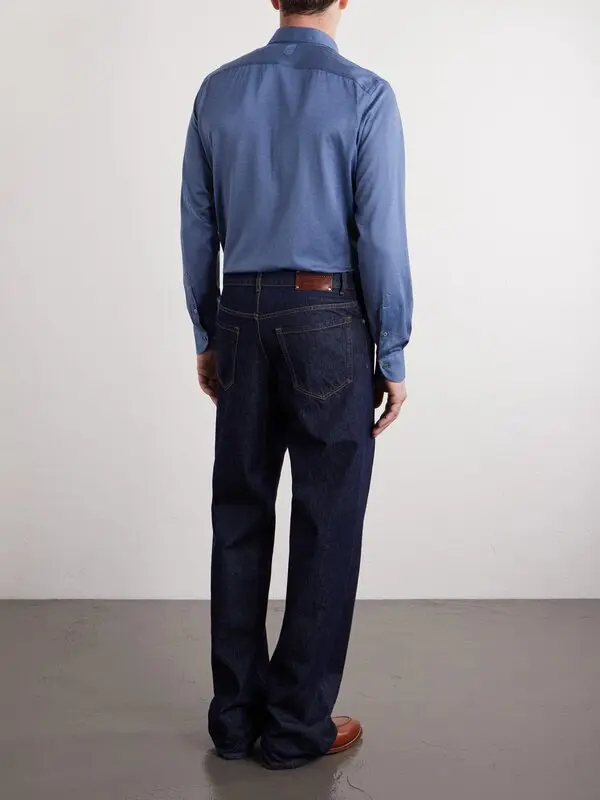 Canali Cotton And Lyocell-blend Shirt - Blue