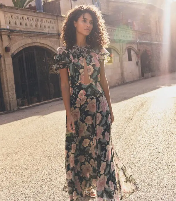 HMD Amira Floral Appliqué Maxi Dress - Rose Garden Floral