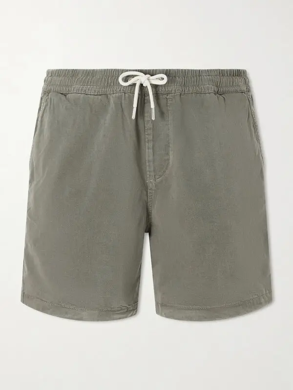 Nn07 Gregor Straight-leg Tencel™ Lyocell And Lenzing™ Ecovero™-blend Twill Drawstring Shorts - Green