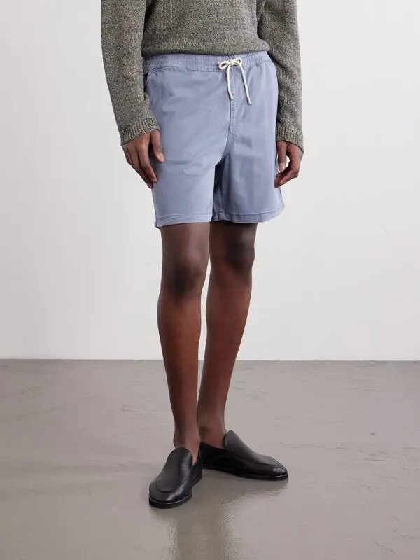 Nn07 Straight-leg Twill Drawstring Shorts - Blue
