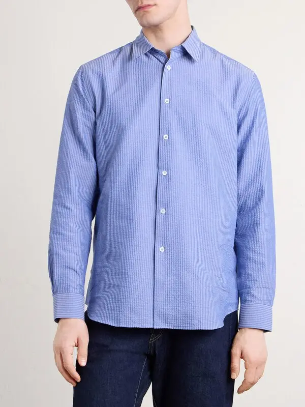 Paul Smith Striped Cotton-seersucker Shirt - Blue