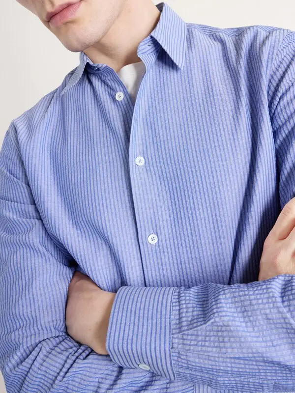 Paul Smith Striped Cotton-seersucker Shirt - Blue