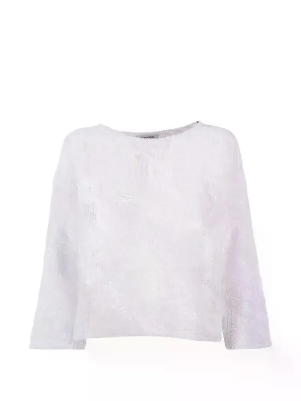 KANGRA Embroidered Sequin Top - White