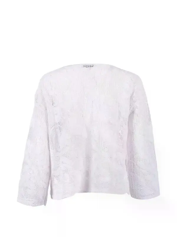 KANGRA Embroidered Sequin Top - White