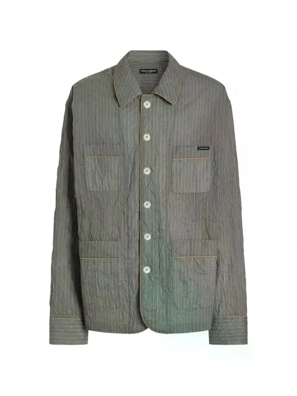 Dolce & Gabbana Crinkled Striped Linen-blend Vanity Shirt - Green