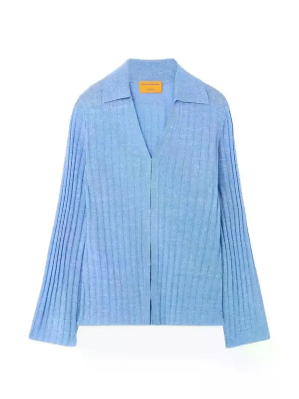 Guest In Residence Breezy Ribbed Point-collar Cardigan - Blue