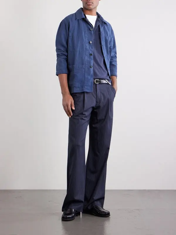 Hartford Perry Linen And Cotton-blend Woven Jacket - Blue