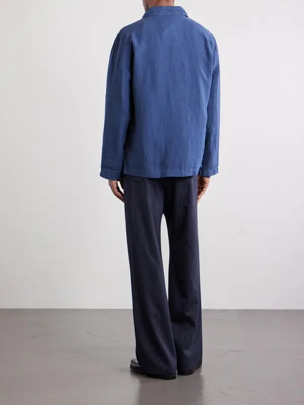 Hartford Perry Linen And Cotton-blend Woven Jacket - Blue
