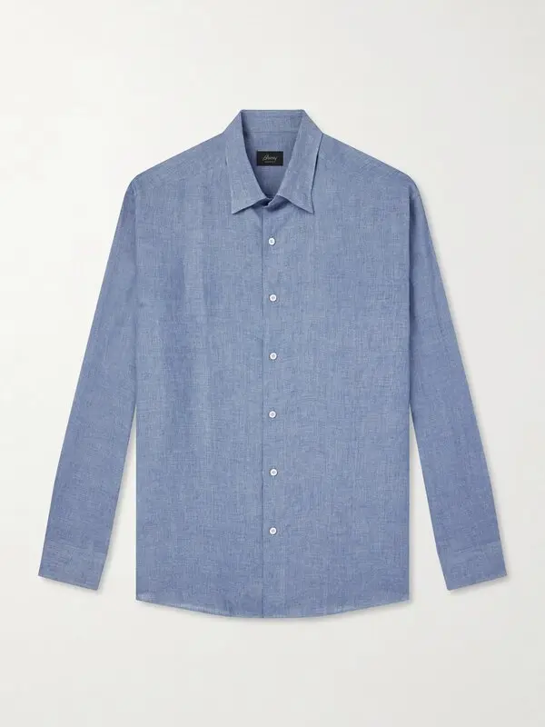 Brioni Button-down Collar Linen Shirt