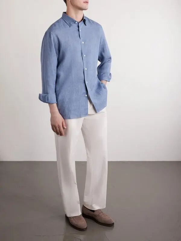 Brioni Button-down Collar Linen Shirt
