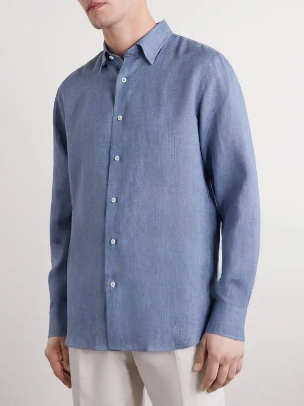 Brioni Button-down Collar Linen Shirt