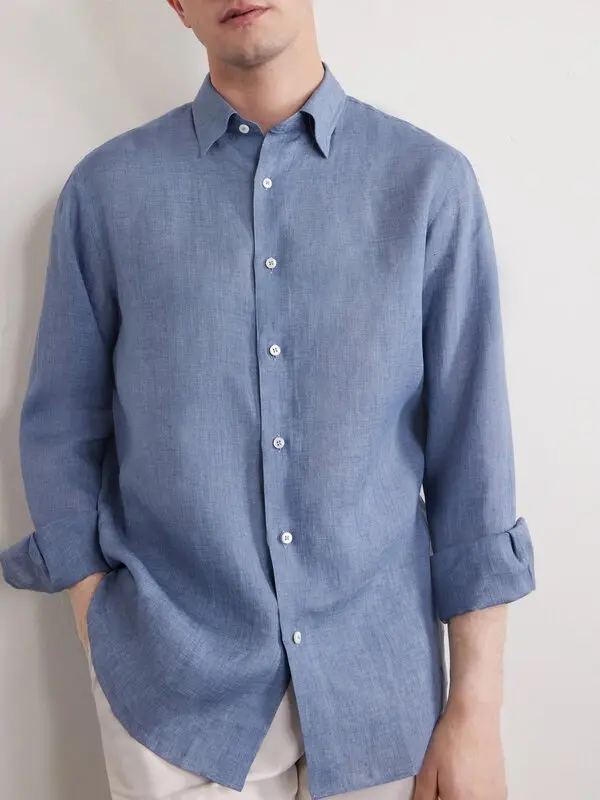 Brioni Button-down Collar Linen Shirt