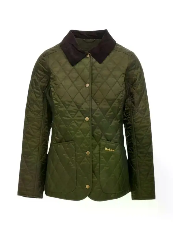 Barbour Quilted Jacket With Corduroy Collar - Green