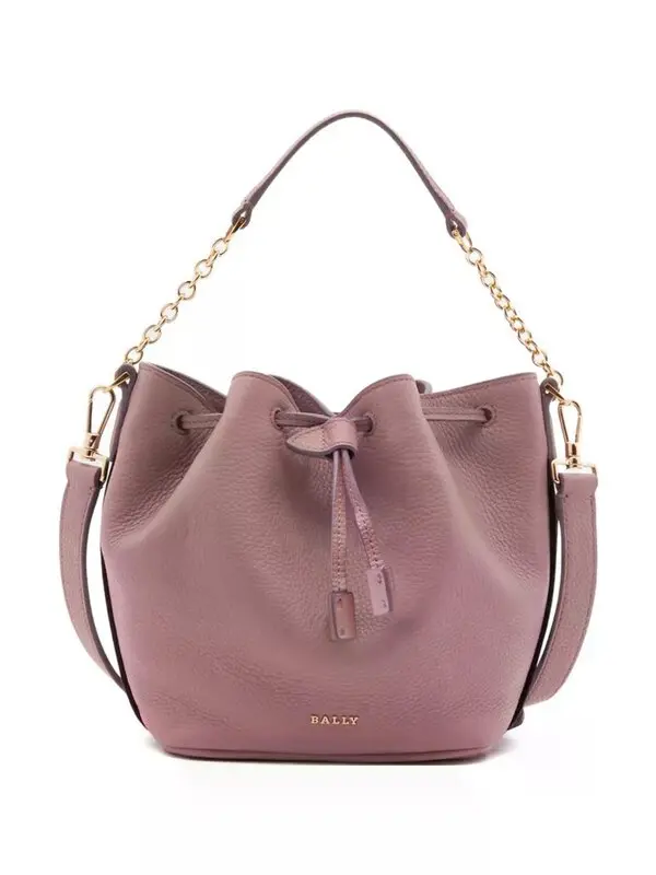 Bally Grained-leather Drawstring Bucket Bag - Pink