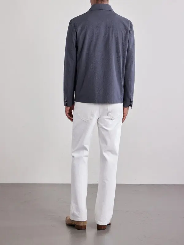 SLOWEAR Cotton And Silk-blend Seersucker Overshirt - Gray