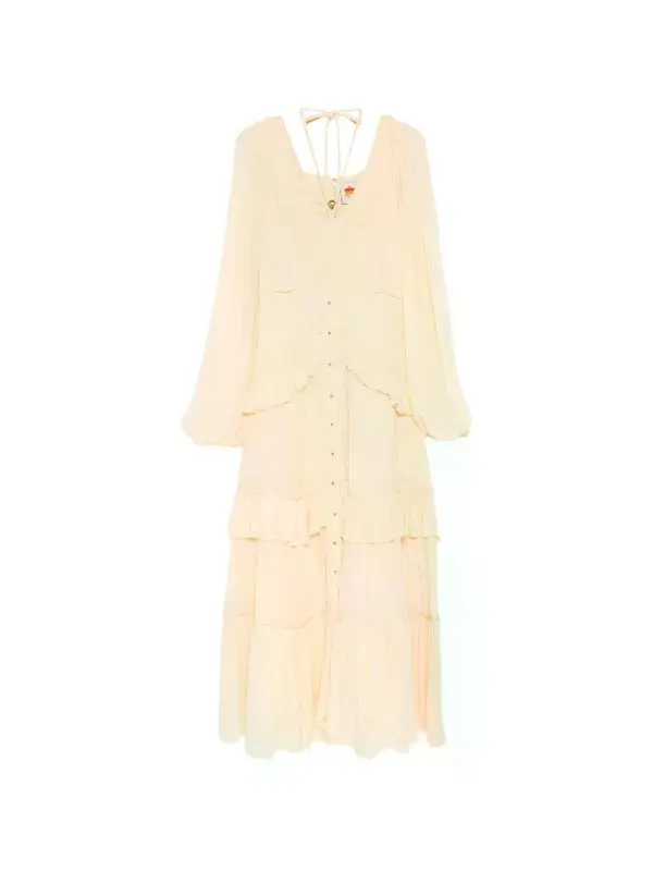 Farm Rio Ruffled V-neck Maxi Dress - Yellow