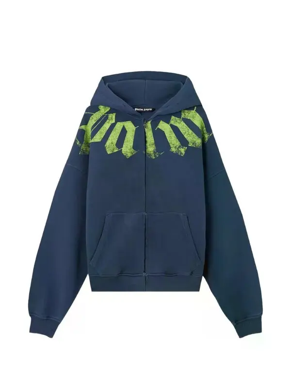 Palm Angels Big-neck Zip Hoodie - Blue