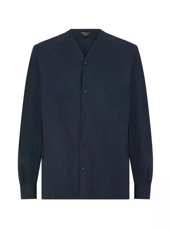 Emporio Armani Icon Buttoned V-neck Shirt - Blue
