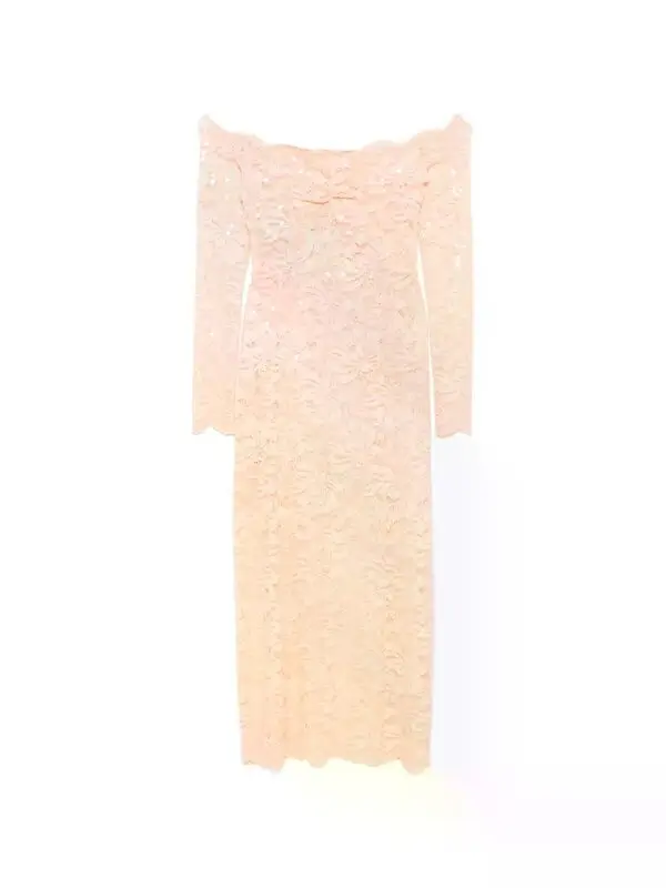 Rabanne Floral-lace Long-sleeve Midi Dress - Pink