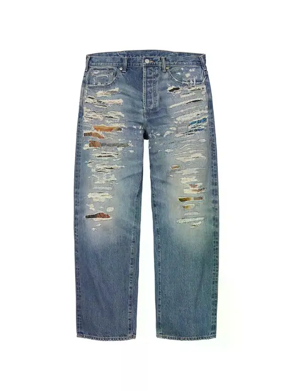 Supreme X Mm6 Maison Margiela Distressed Trousers - Blue