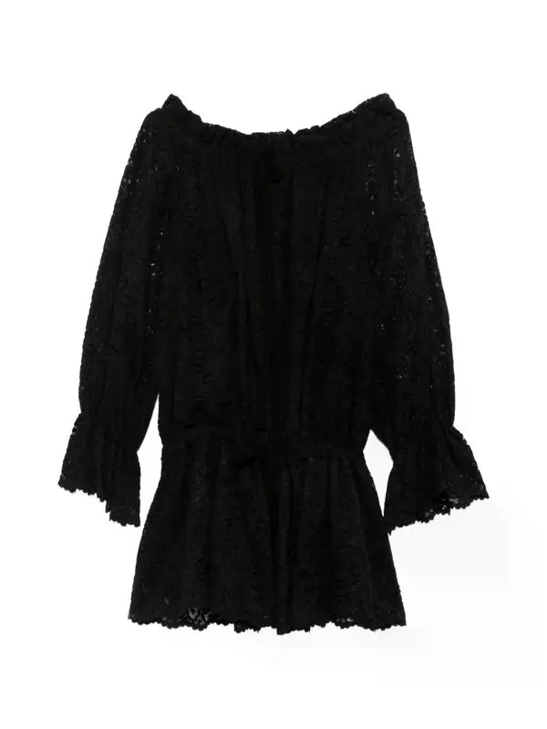 LES FILLES D'EVA Ruffled Lace Mini Dress - Black