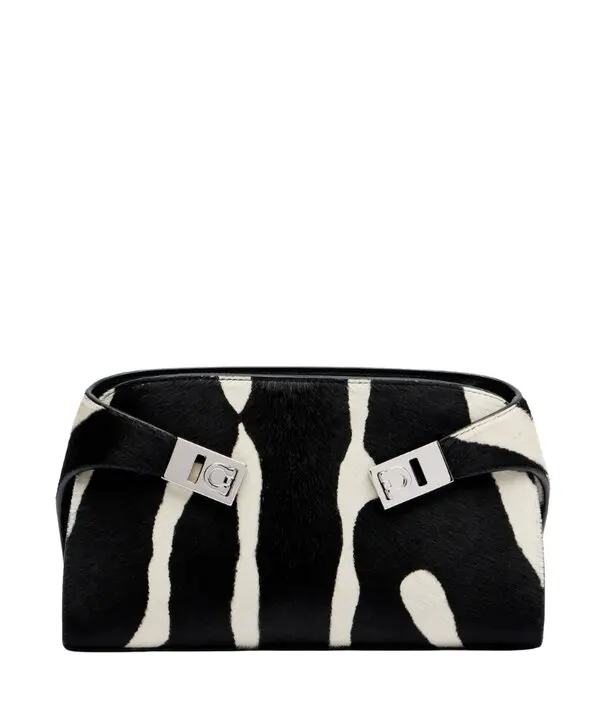 FERRAGAMO Hug Printed Clutch - Black & White