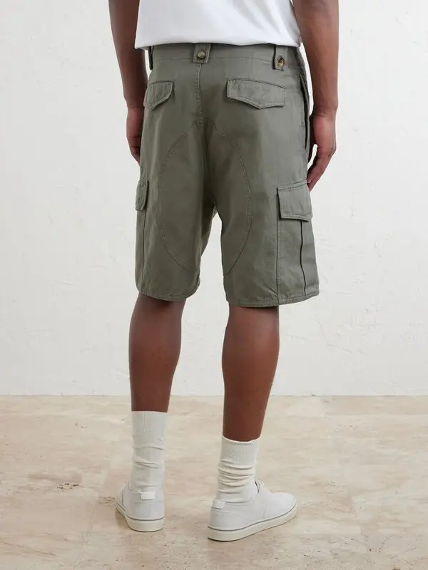Brunello Cucinelli Straight-leg Cotton And Linen-blend Canvas Bermuda Shorts - Green