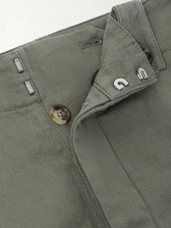 Brunello Cucinelli Straight-leg Cotton And Linen-blend Canvas Bermuda Shorts - Green