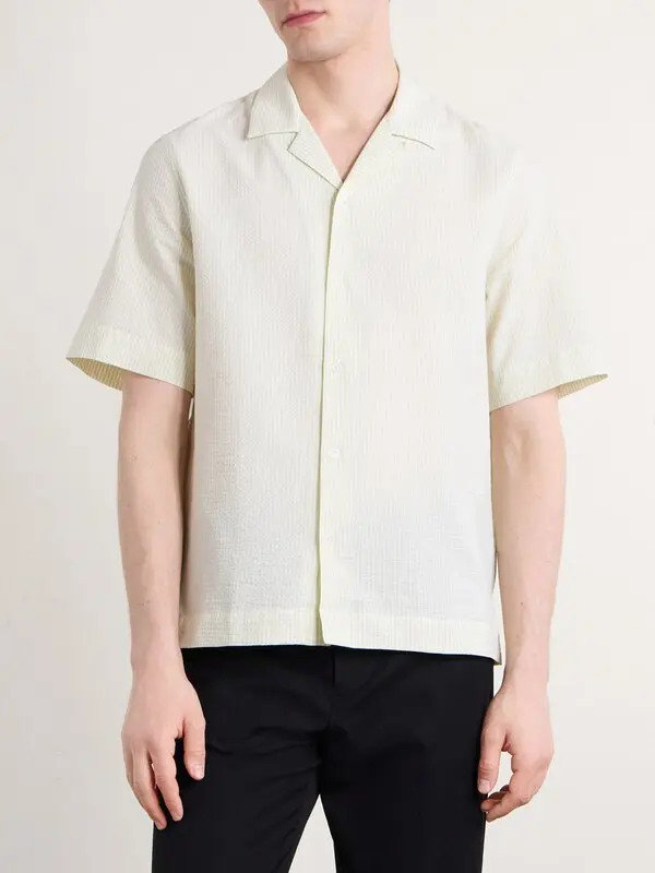 Paul Smith Camp-collar Striped Cotton-seersucker Shirt