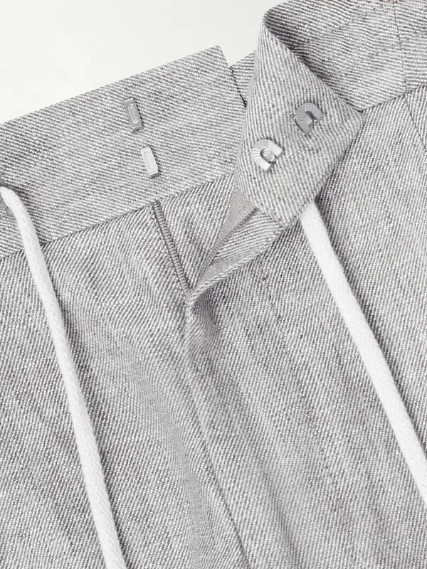 Brunello Cucinelli Hemp And Linen-blend Drawstring Bermuda Shorts - Gray