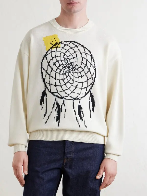 Kapital Peckish Dream Catcher Intarsia Cotton-blend Sweater
