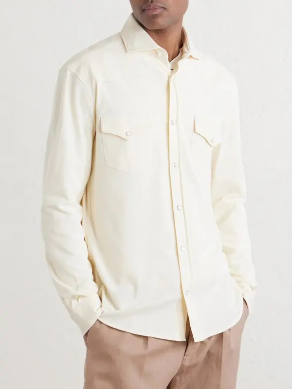 Brunello Cucinelli Honeycomb-knit Cotton Shirt - Yellow