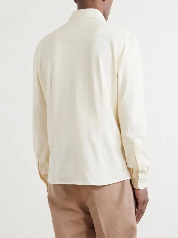 Brunello Cucinelli Honeycomb-knit Cotton Shirt - Yellow