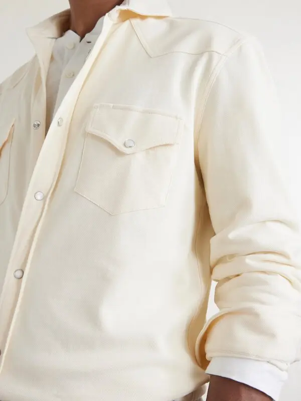 Brunello Cucinelli Honeycomb-knit Cotton Shirt - Yellow