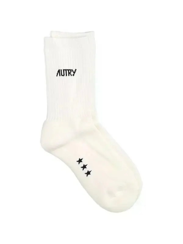 AUTRY Logo Ribbed Socks - White