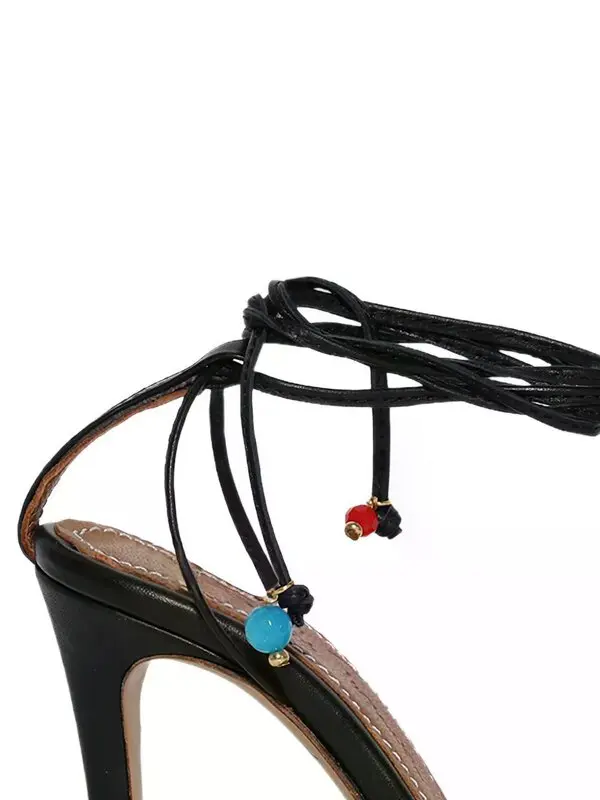 ALAMEDA TURQUESA Beaded Tie Sandals - Black