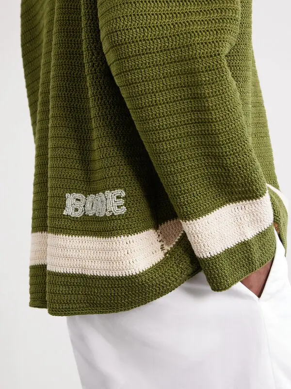 BODE Marsh Striped Crocheted Cotton Shirt