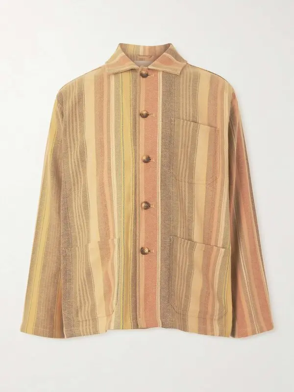 Aimé Leon Dore Striped Cotton Chore Jacket - Beige