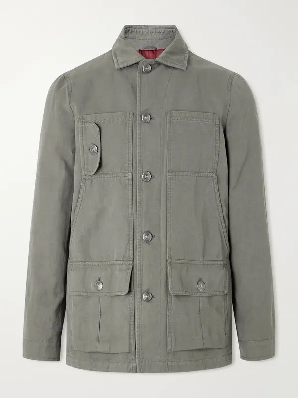 Brunello Cucinelli Cotton And Linen-blend Jacket - Green