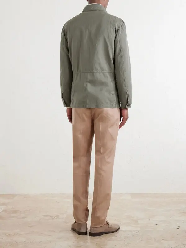 Brunello Cucinelli Cotton And Linen-blend Jacket - Green