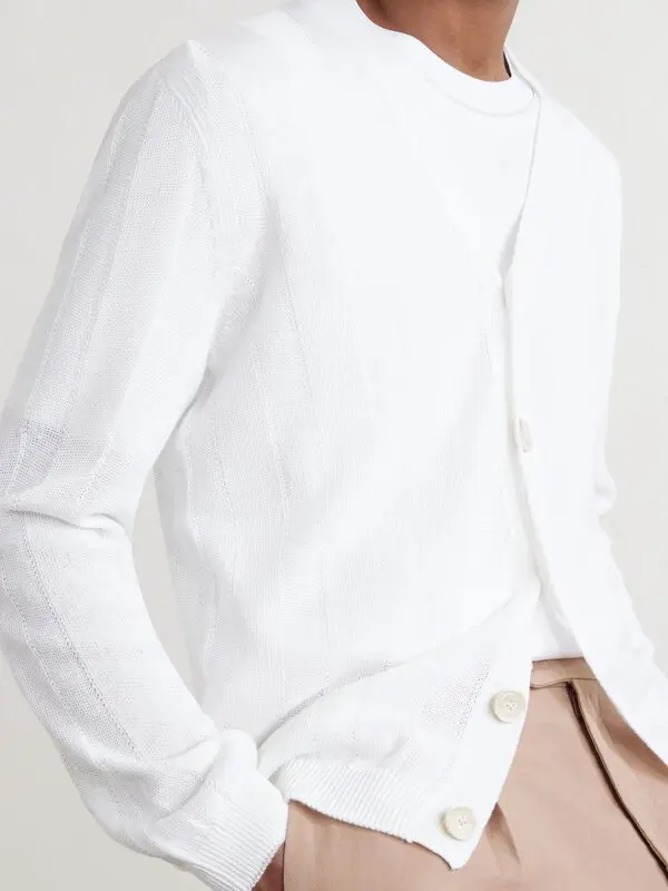 Brunello Cucinelli Knitted Linen And Cotton-blend Cardigan