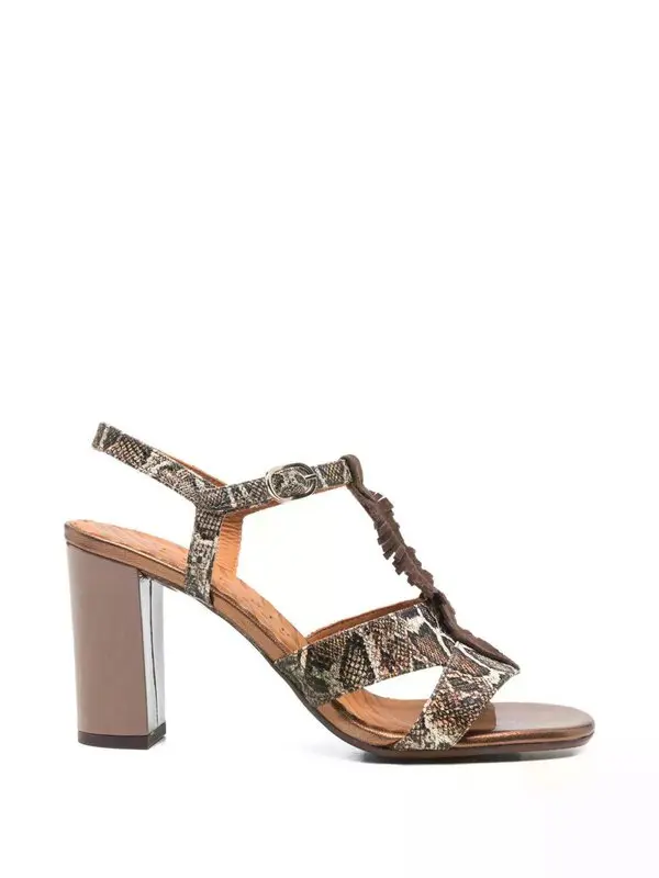 Chie Mihara Python Print T-strap Sandals - Neutrals