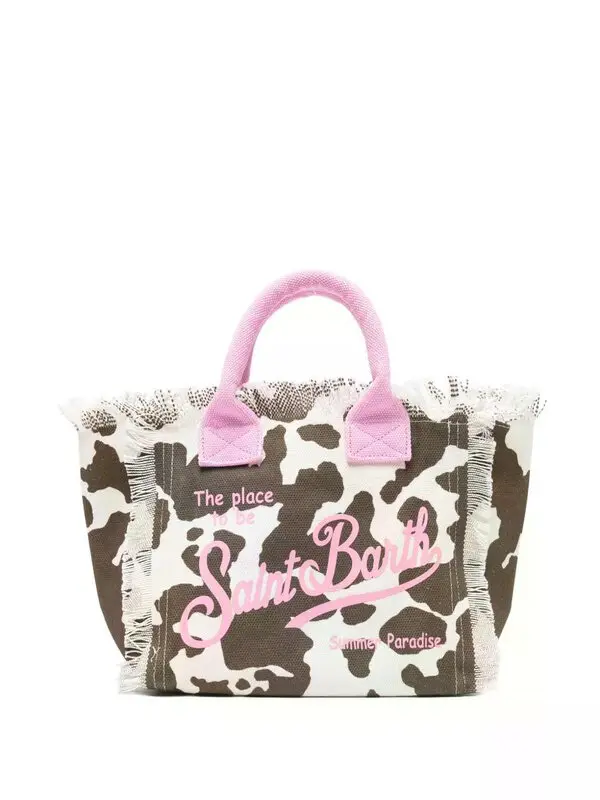 MC2 SAINT BARTH Colette Cow-print Frayed Tote Bag - Neutrals