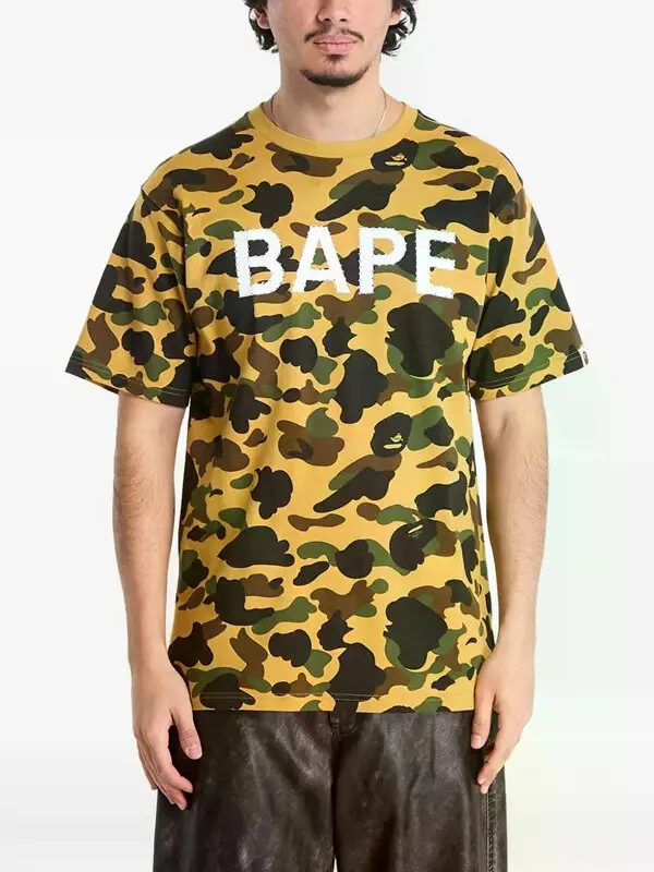 A BATHING APE Camouflage Rhinestone T-shirt - Yellow