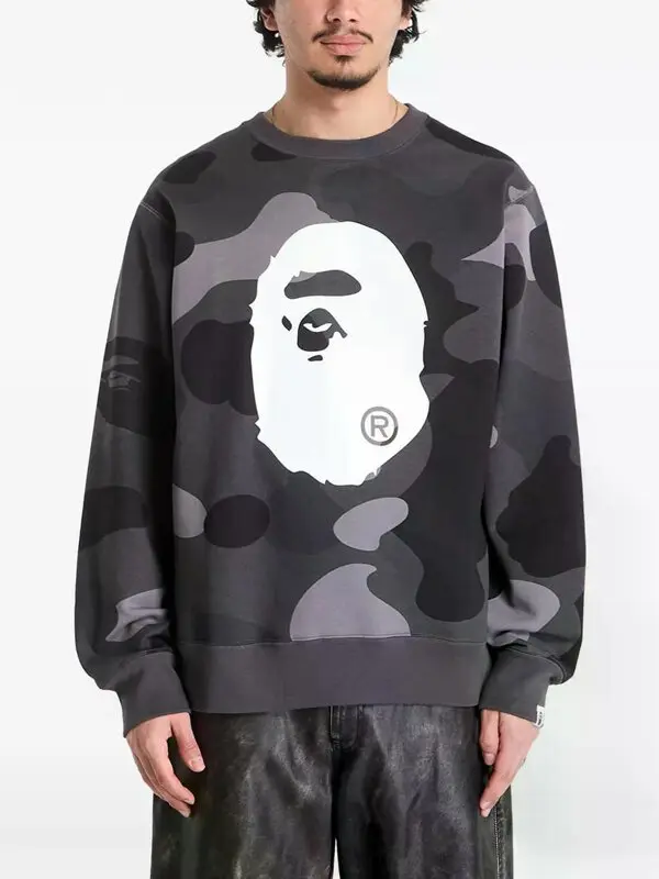 A BATHING APE Ape Head Camouflage Sweatshirt - Grey