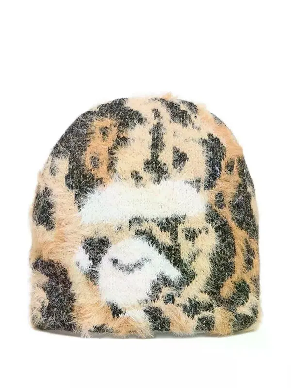 A BATHING APE Wild Leopard-pattern Beanie Hat - Neutrals